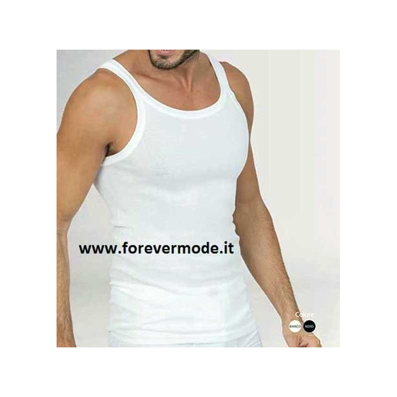 Canottiera uomo Map o FDB a spalla stretta in puro cotone aderente